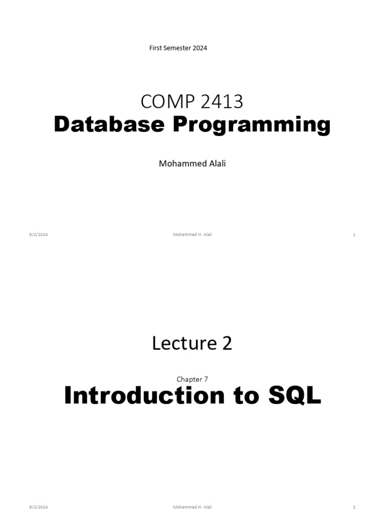 461 COMP2413 Lecture2 | PDF
