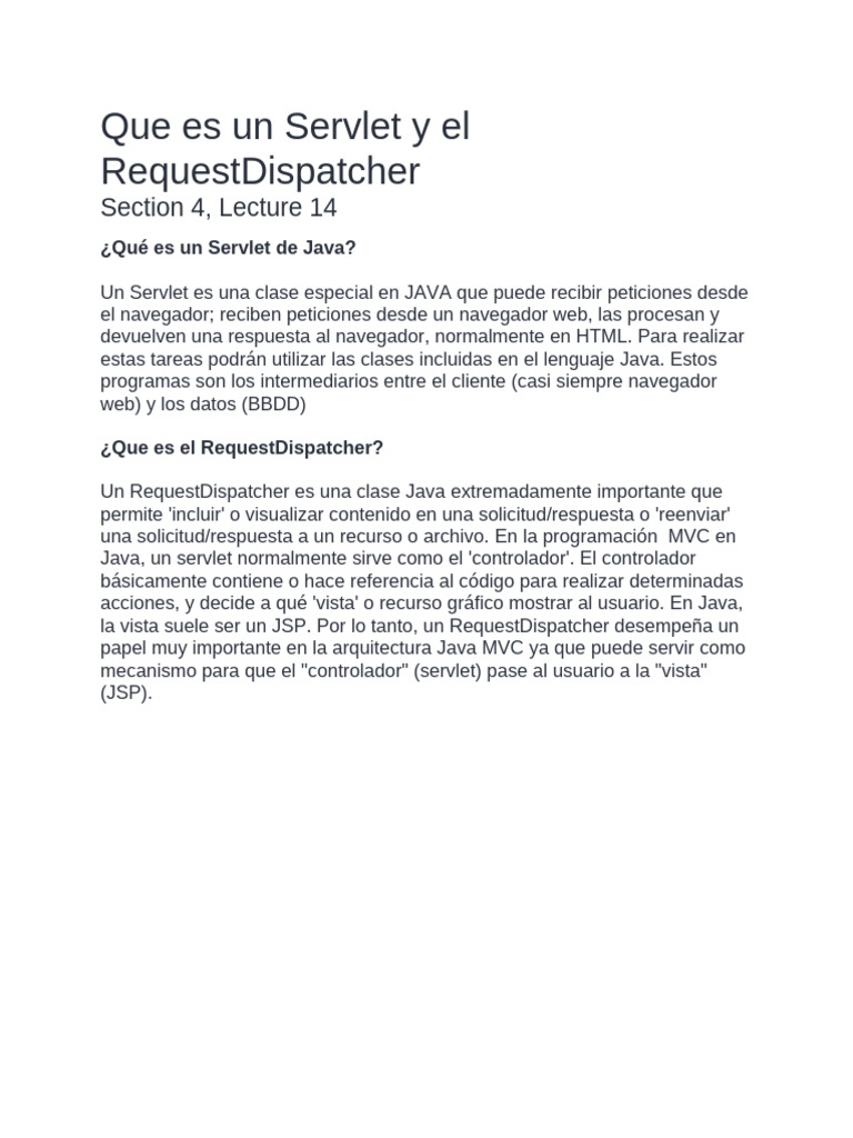 Que Es Un Servlet y El RequestDispatcher | PDF