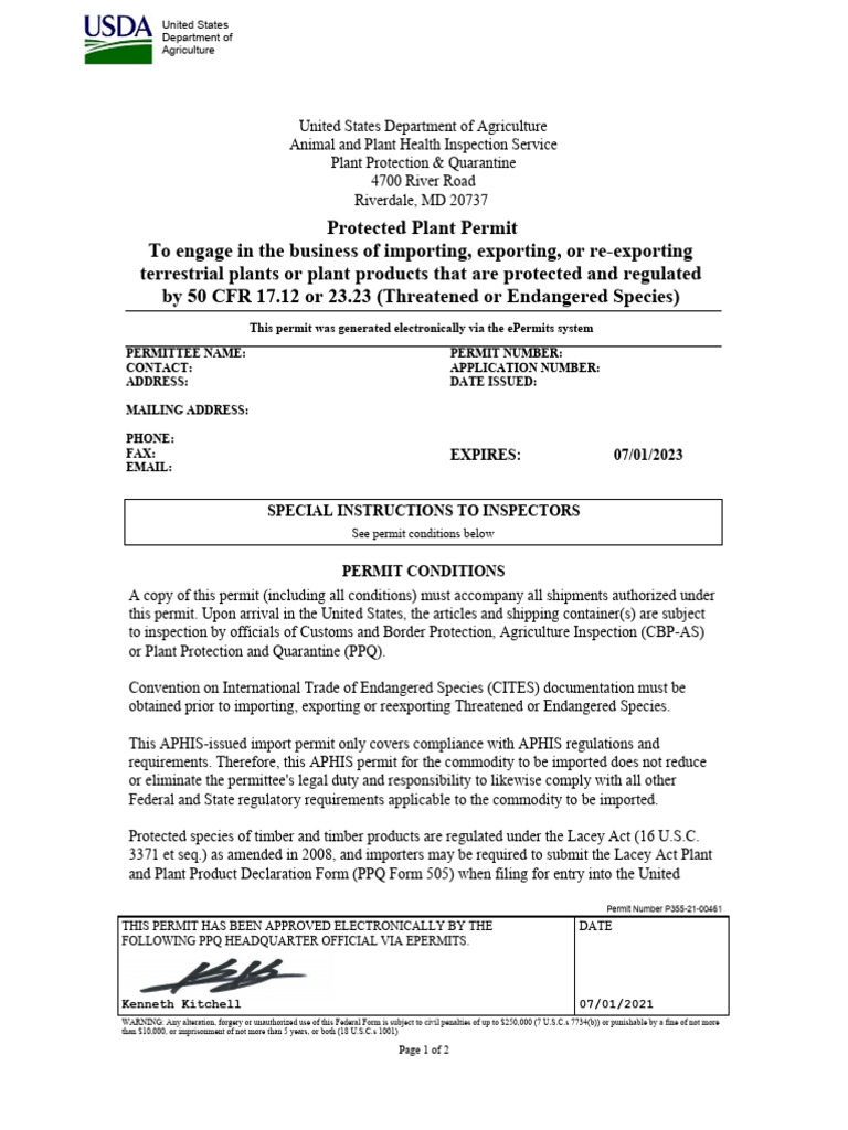 Inspection Permit Example | PDF