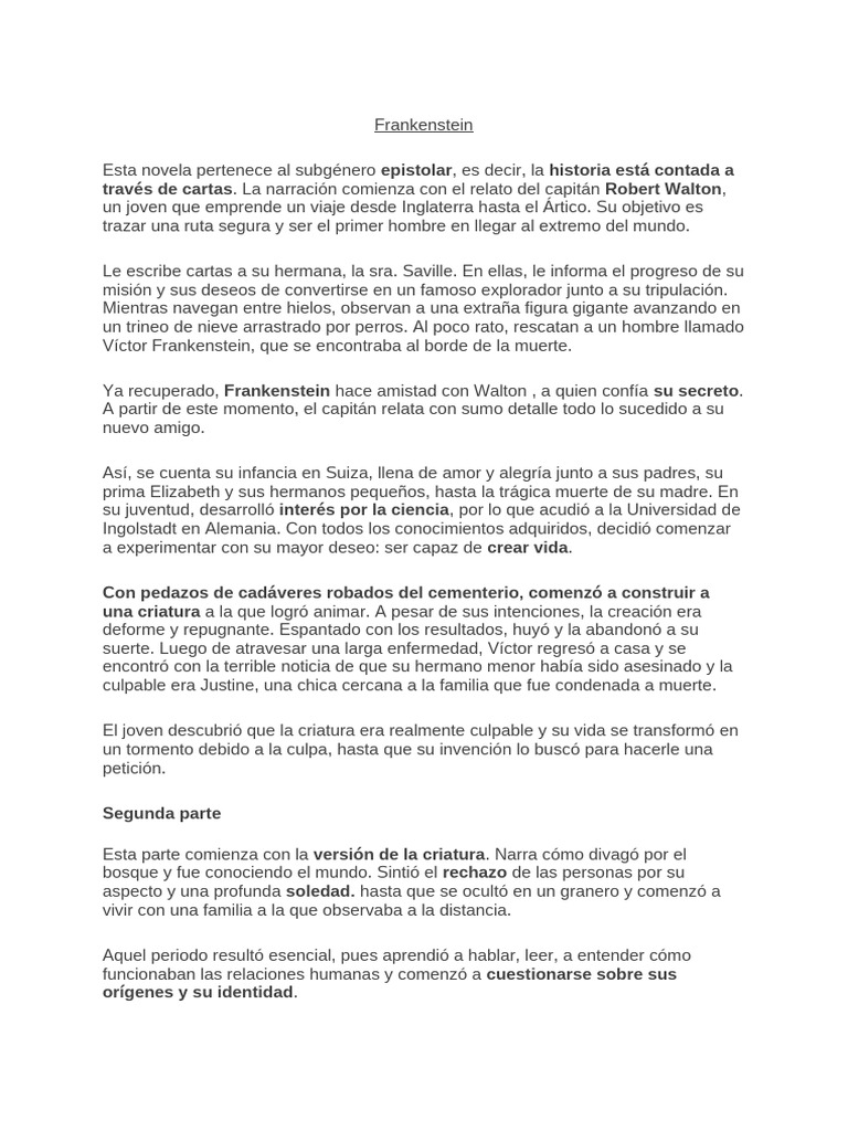 Frankenstein Resumen | PDF