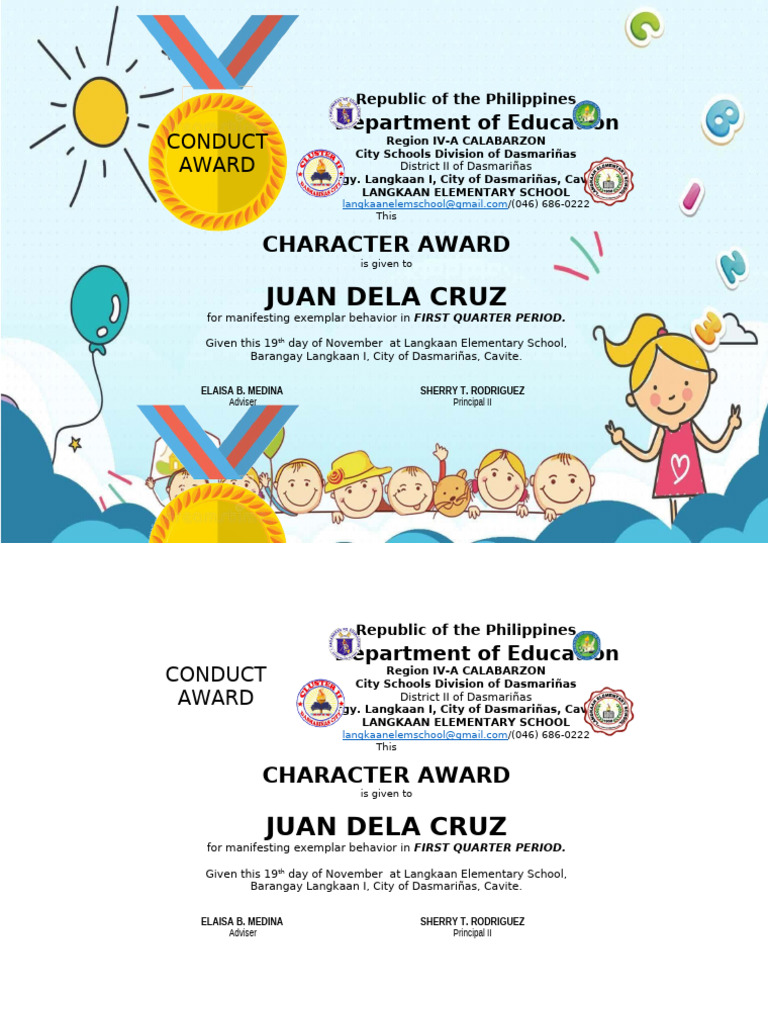 Certificate of COnduct Award | PDF