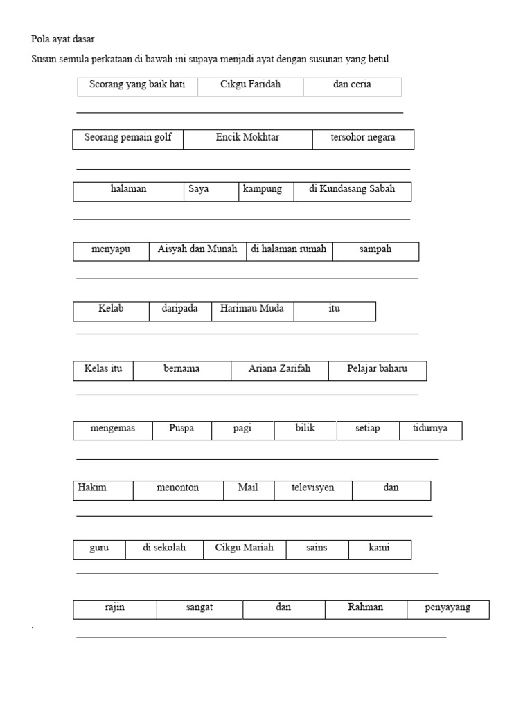 Latihan Pola Ayat Dasar | PDF