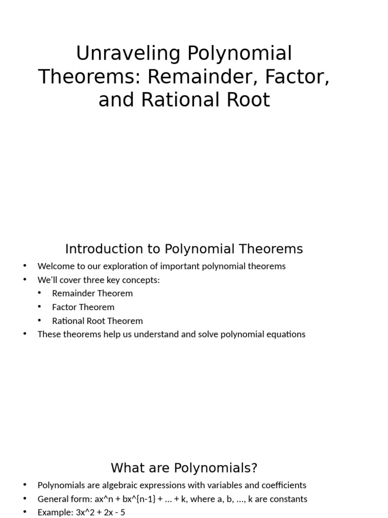 Q1 - W6 - Polynomial Theorems | PDF