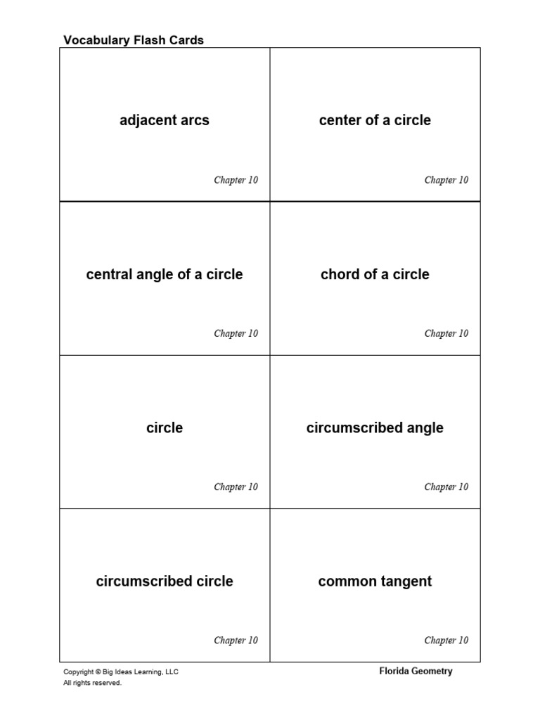 CH 10 Circles-Vocabulary Flashcards | PDF