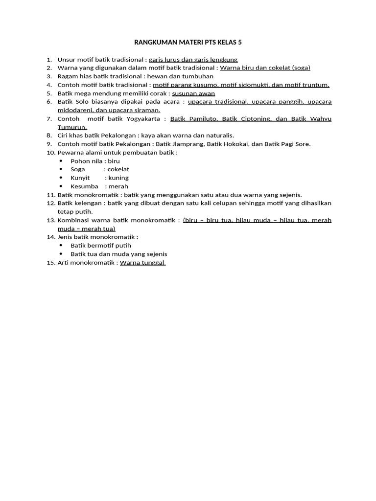 Rangkuman Materi Pts Kelas 5 Pdf