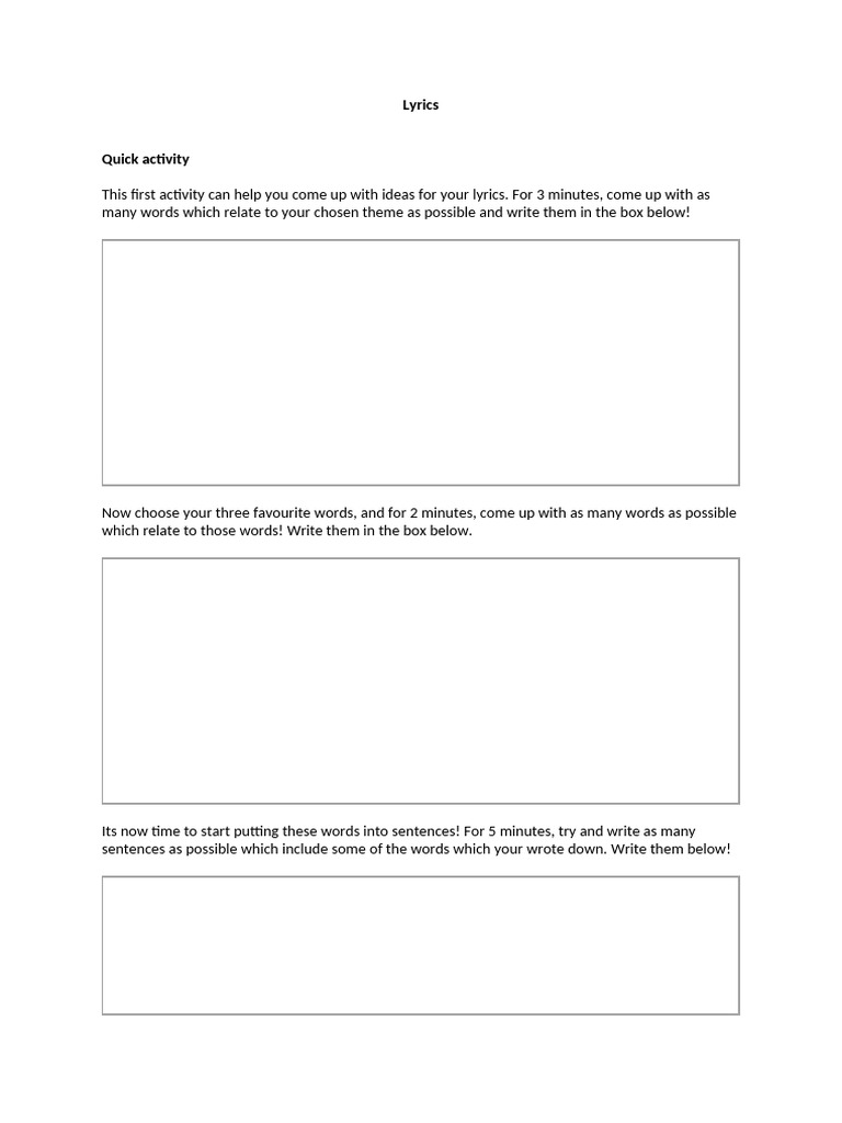 Lyrics Activity | PDF