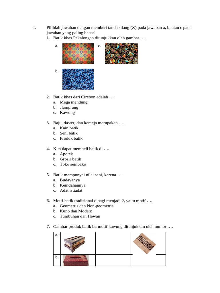 Soal Batik PTS Kelas 5 | PDF