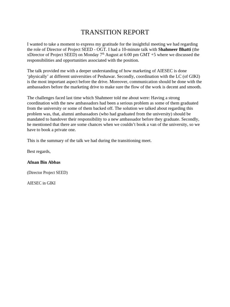AIESEC Review Report OGT PS Template | PDF