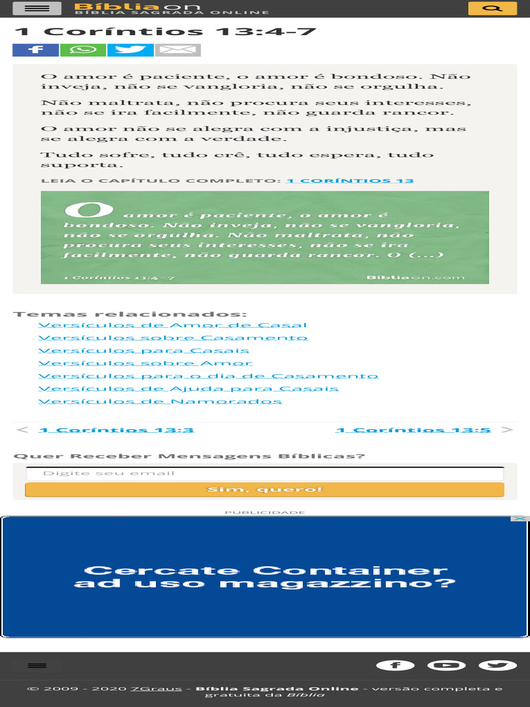 1 Coríntios 134-7 - O Amor É Paciente. O Amor Tudo Suporta - Bíblia | PDF