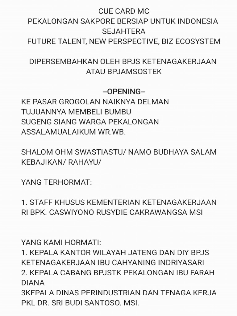 Contoh Cue Card 2 | PDF