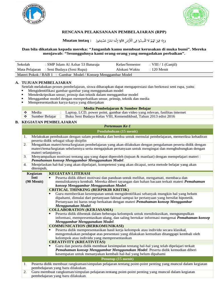 Bab 1 Seni Rupa, Gambar Model Dan Menggambar Ilustrasi Ganjil.docx Edit ...