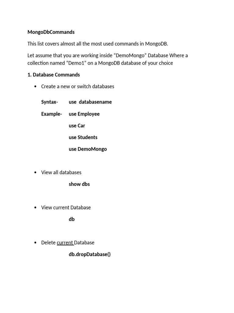 MongoDb Commands | PDF