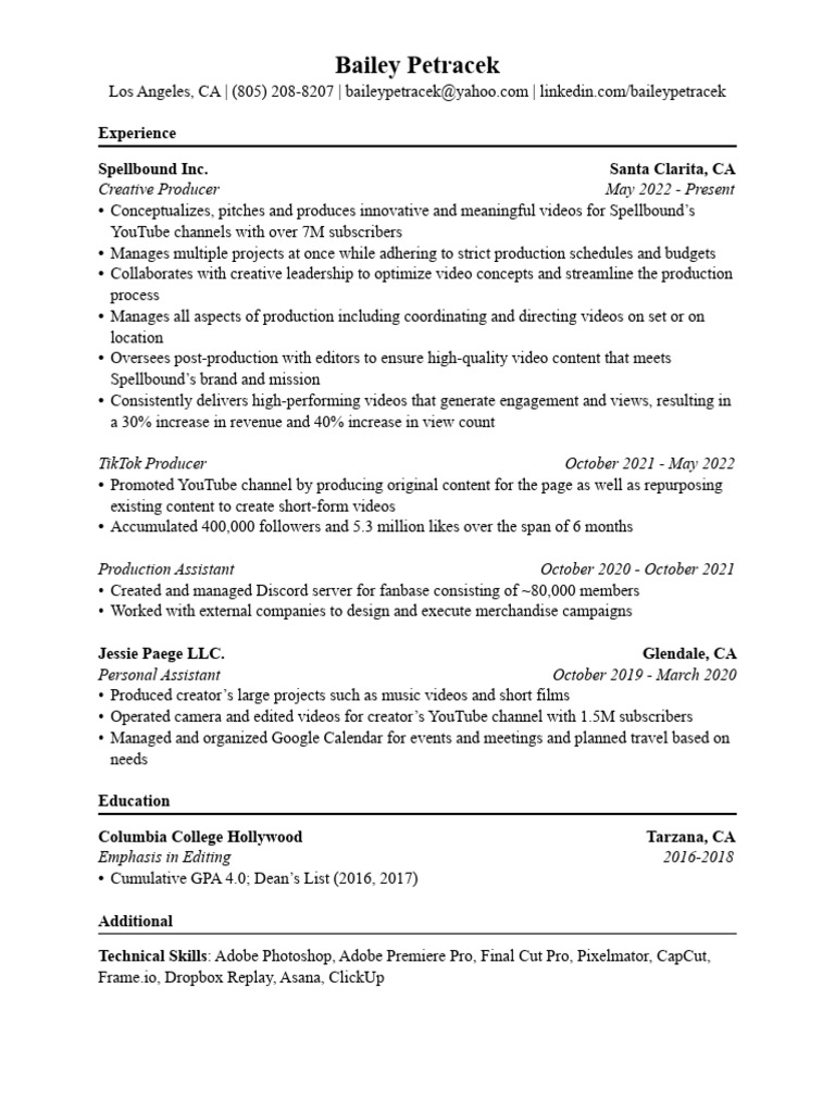 Resume Bailey Petracek | PDF
