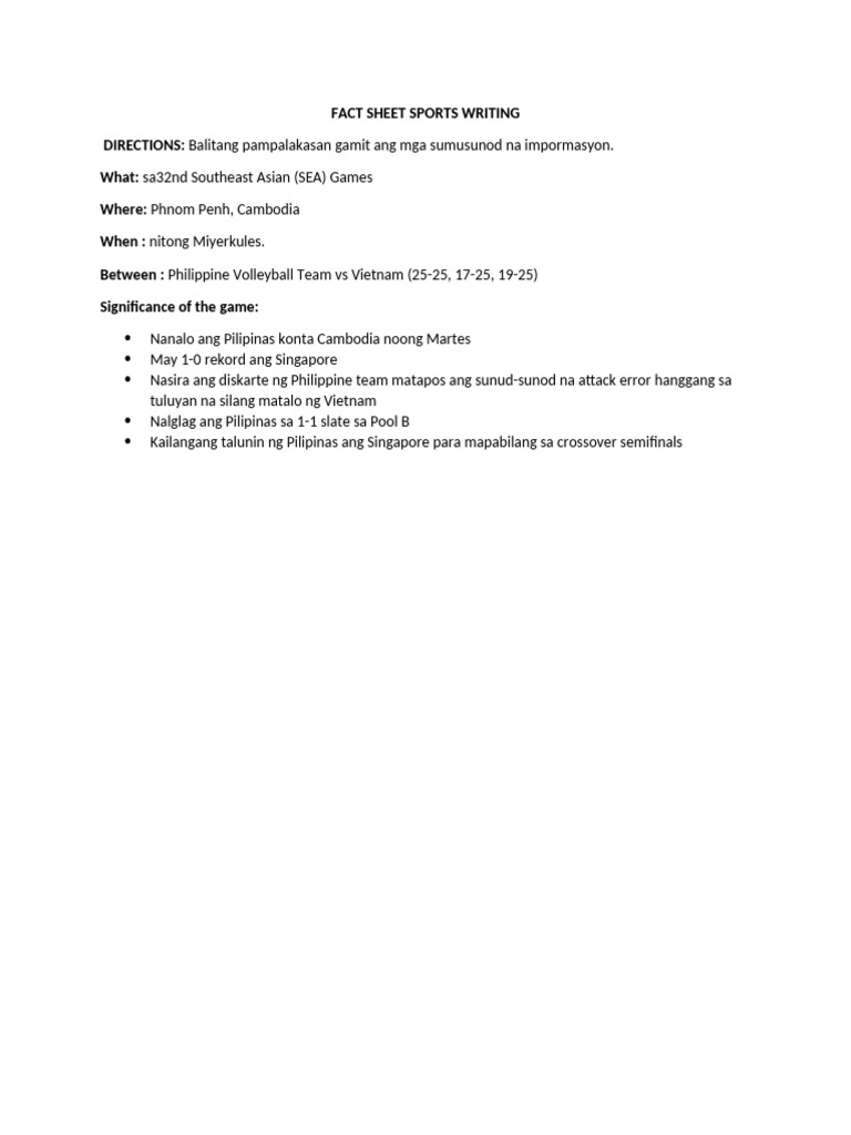 Fact Sheet Sports Writing | PDF