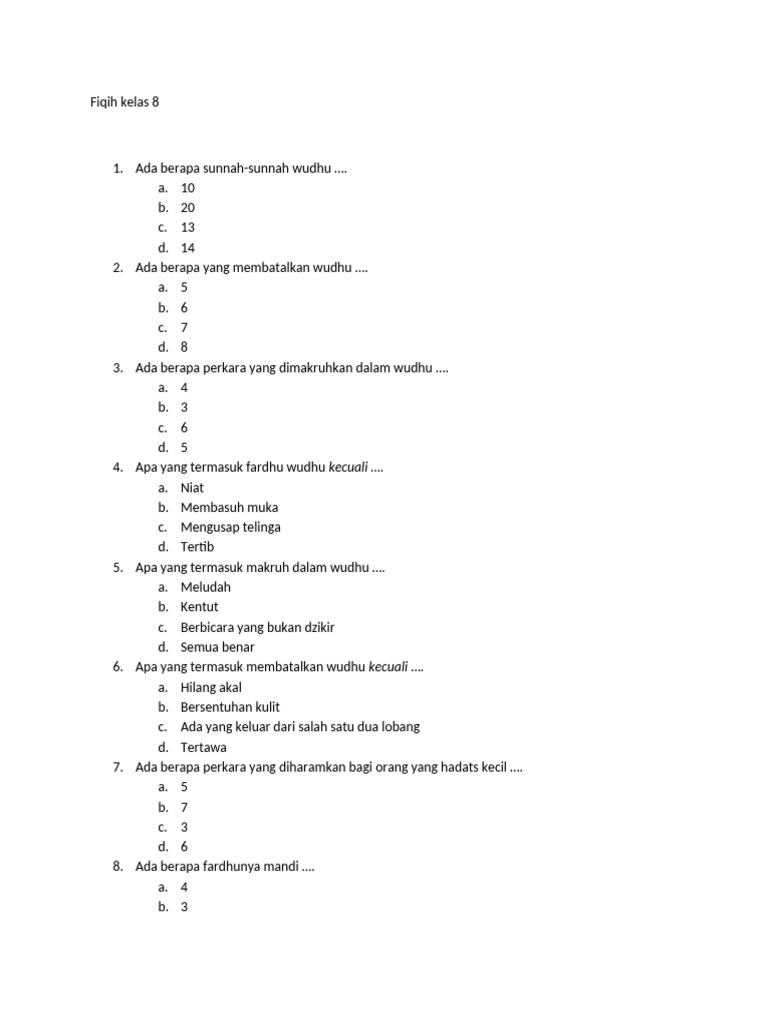 Fiqih Kelas 8 | PDF