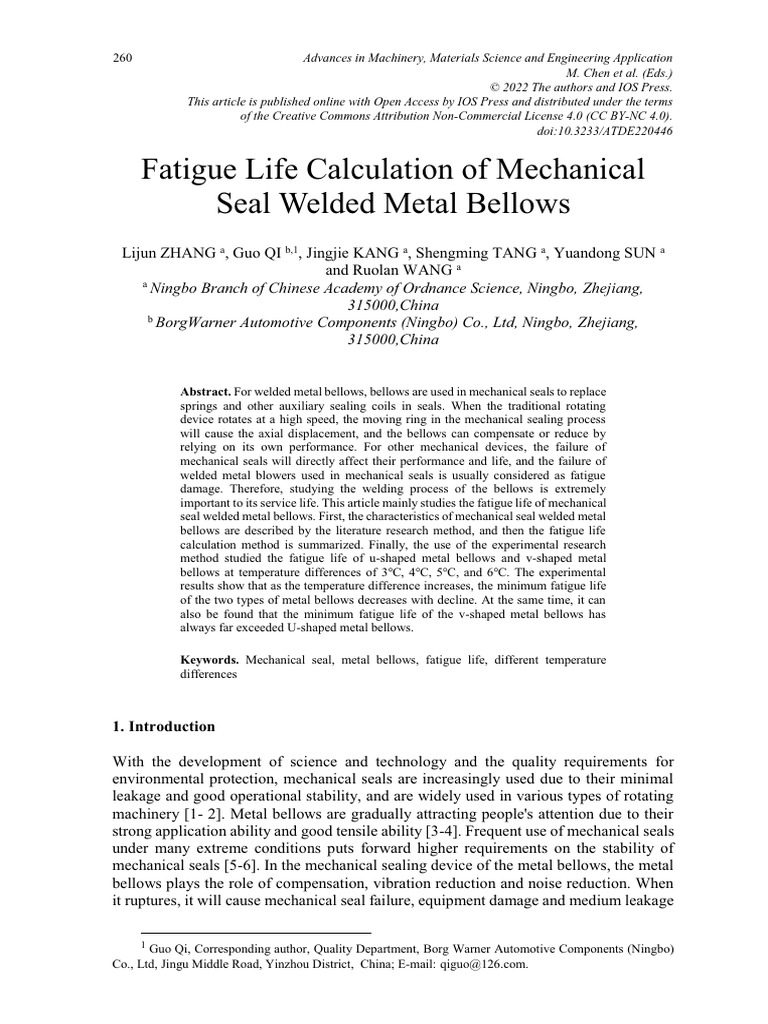 Fatigue Life Calculation of Mechanical Seal Welded | PDF