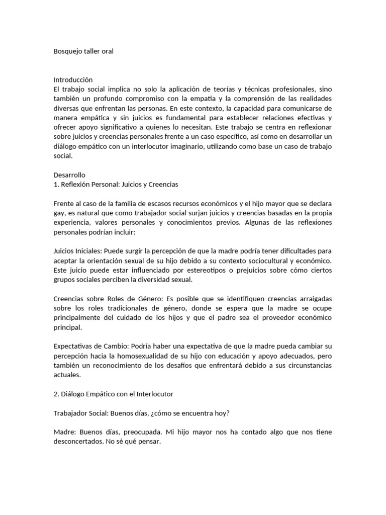 Bosquejo Taller Oral | PDF