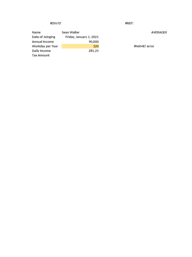 Common Errors in Excel | PDF