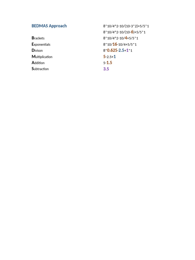 BEDMAS Approach | PDF