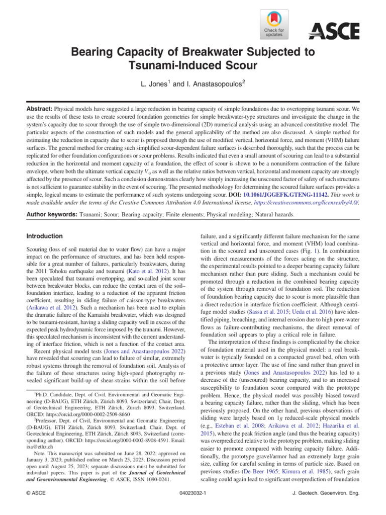 Jones 2023 Bearing Capacity of Breakwater Subjected To Tsunami Induced ...