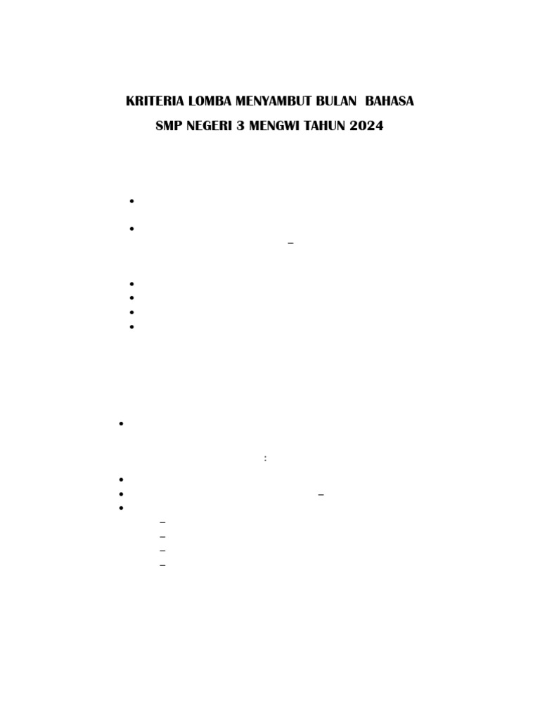 Juknis Lomba Bulan Bahasa | PDF