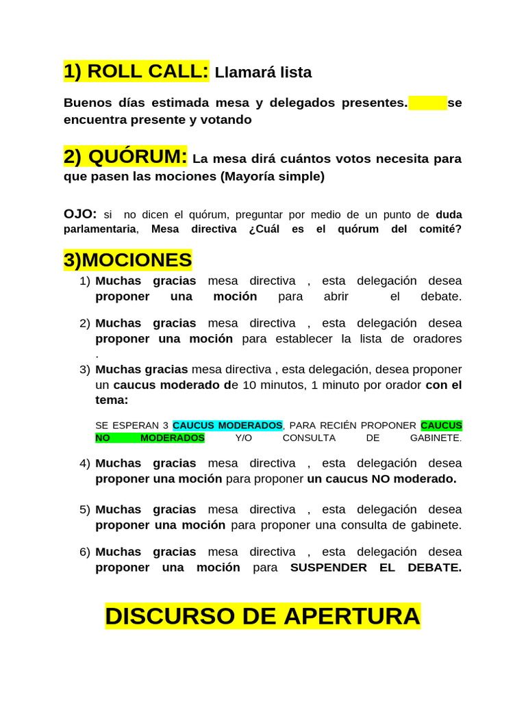 Speech - Caucus Moderados | PDF