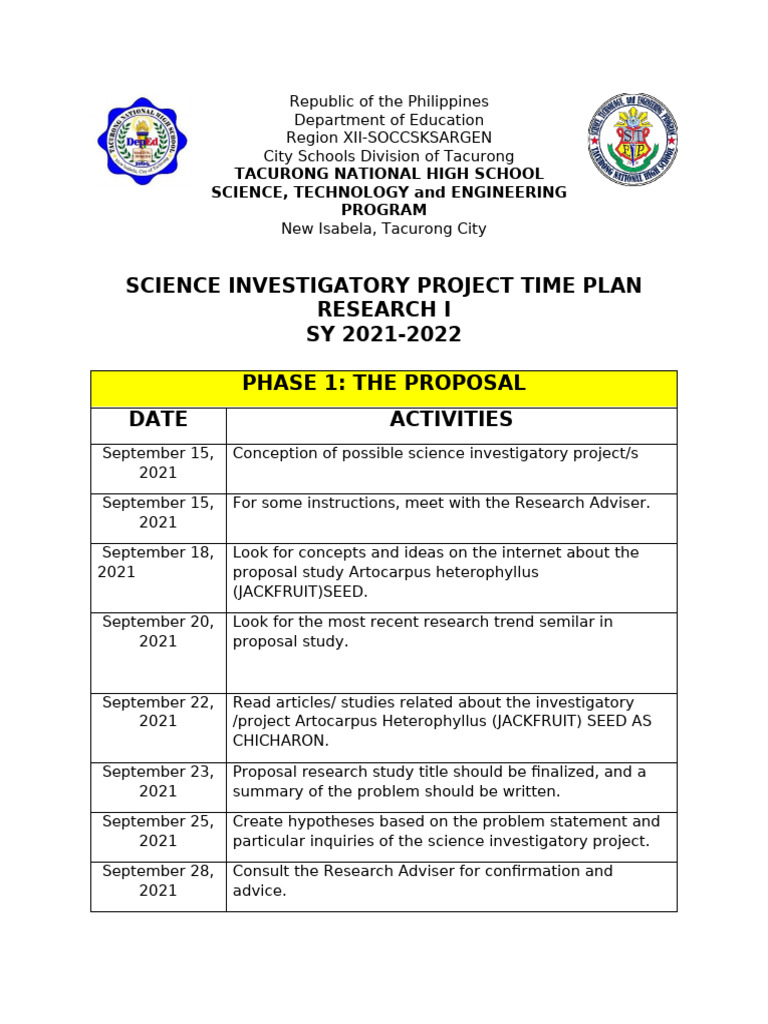 Time Plan | PDF