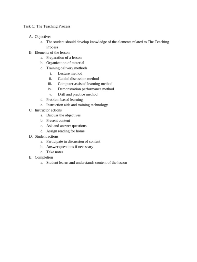 Task C_ The Teaching Process | PDF