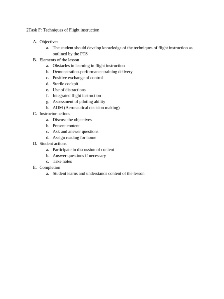 Task F - Techniques of Flight Instruction | PDF