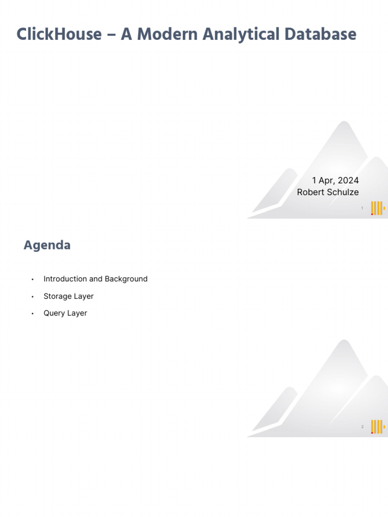 2024-04-01 ClickHouse A Modern Analytical Database | PDF
