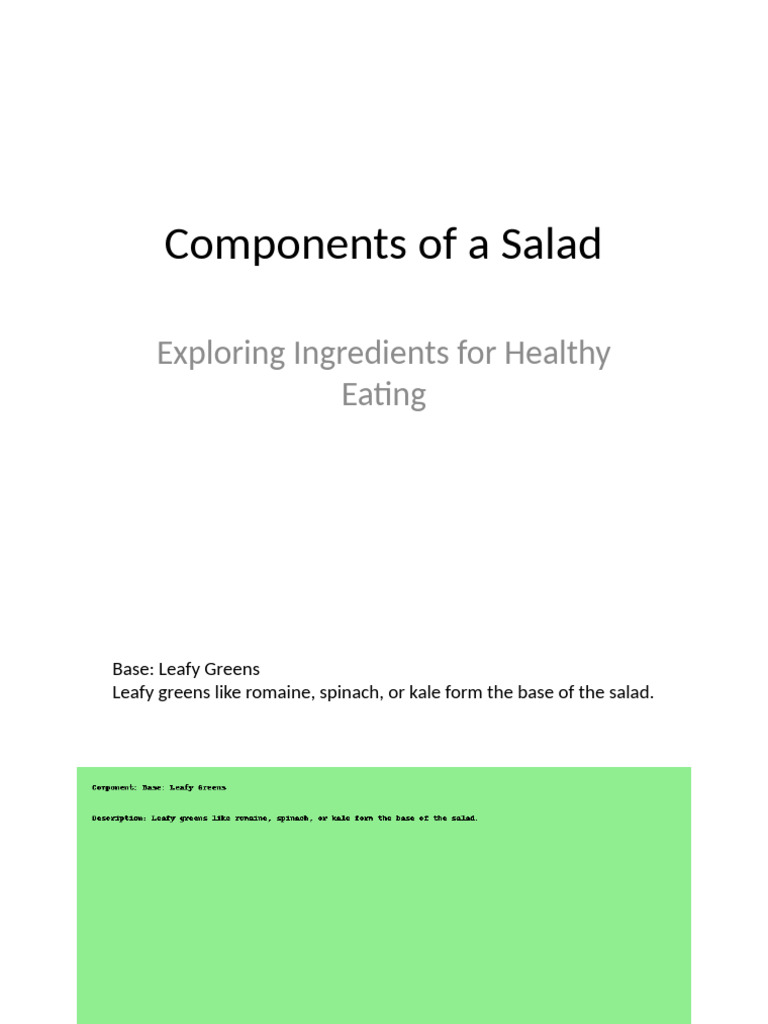 Components of Salad Presentation With Images | PDF