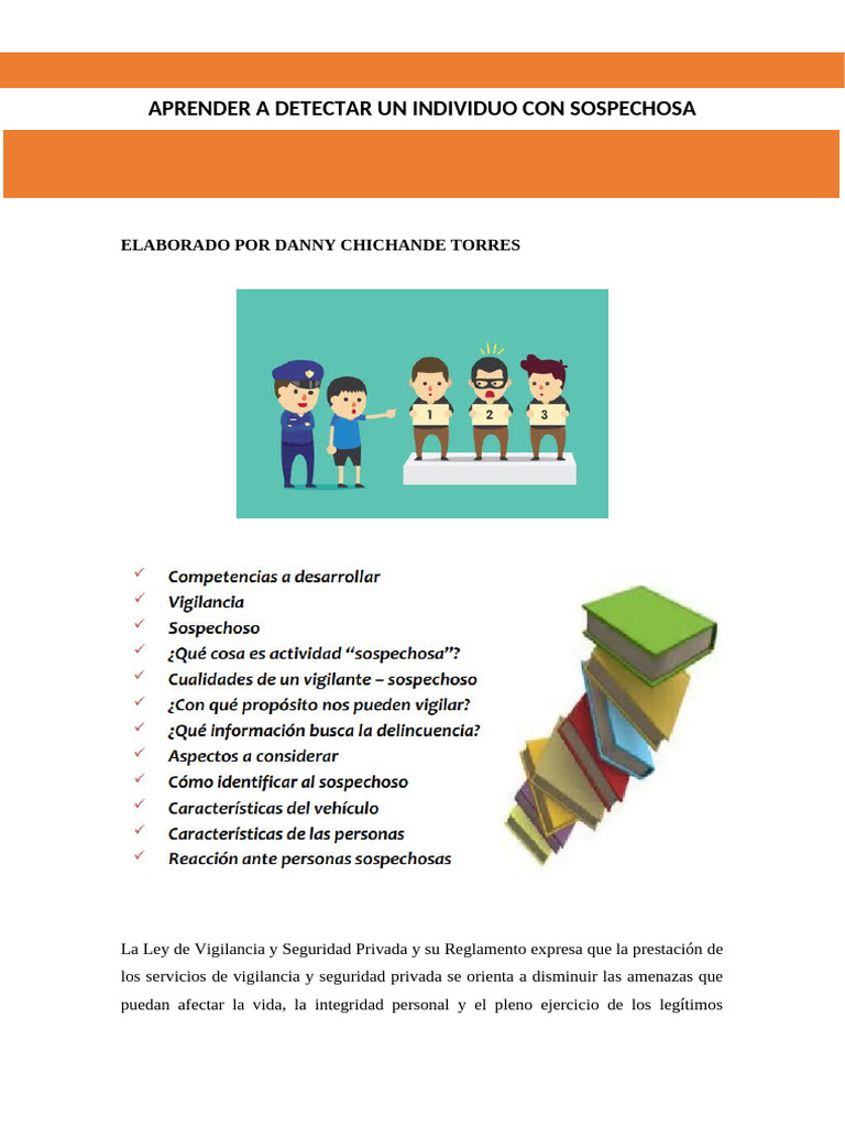 APRENDER A DETECTAR UN INDIVIDUO CON SOSPECHOSA de Danny Chichande ...