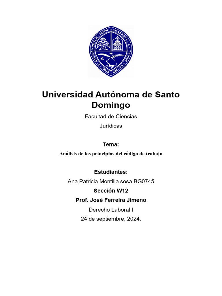 Analisis de Los Principios Del Codigo Laboral | PDF