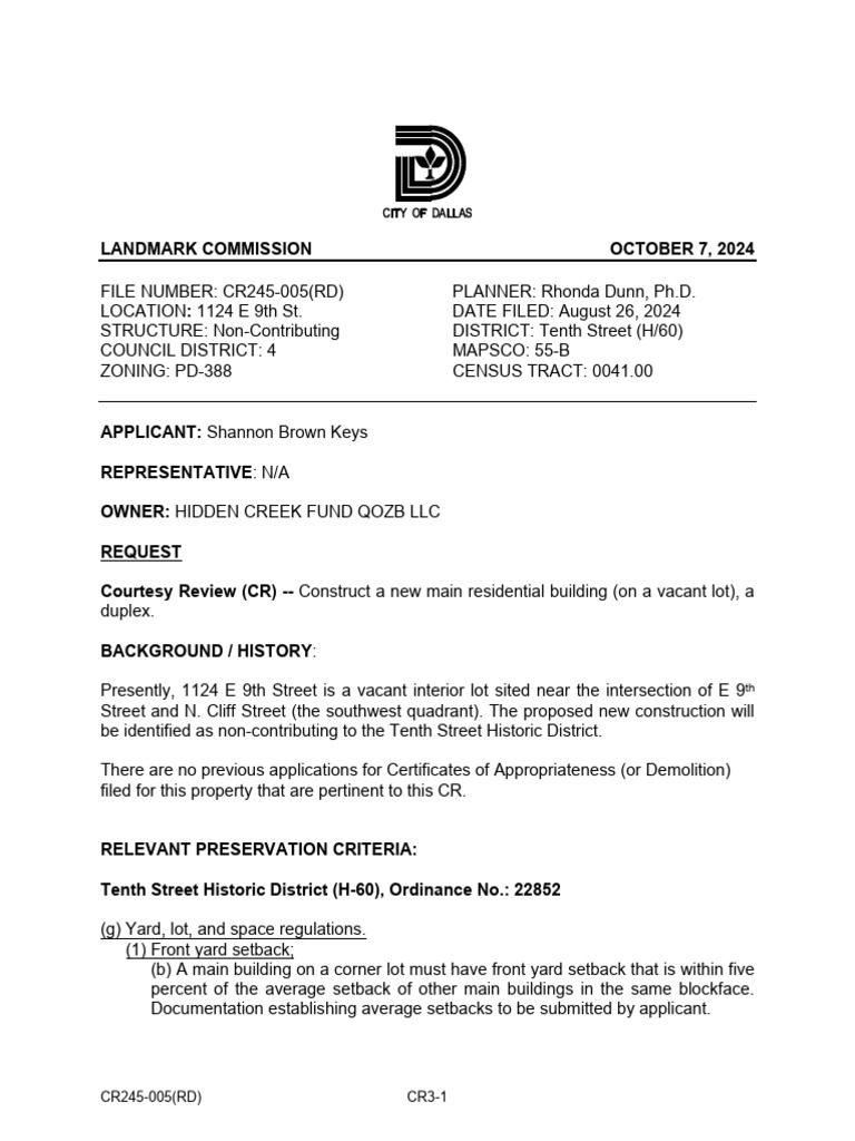 CR3 - 1124 E 9th ST - CR245-005 (RD) - Case Report | PDF | Building