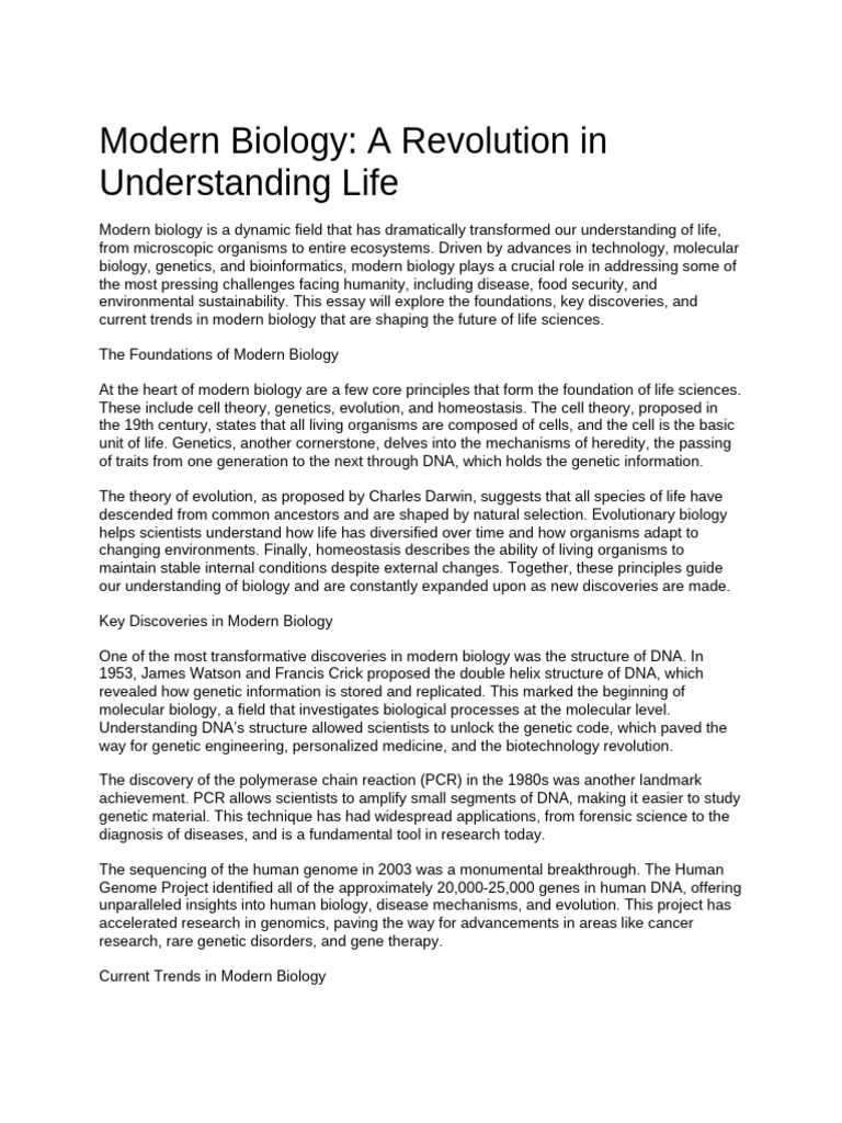 Modern Biology: Transforming Life Sciences | PDF | Genetics | Biology
