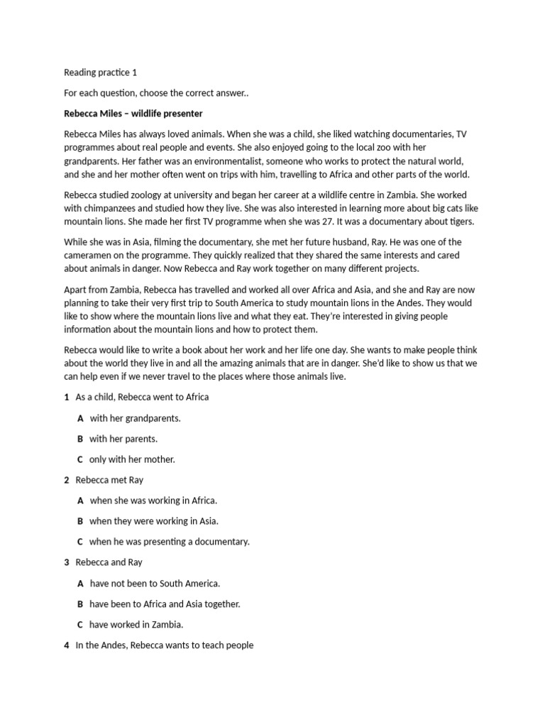 Reading Practice 1 | PDF