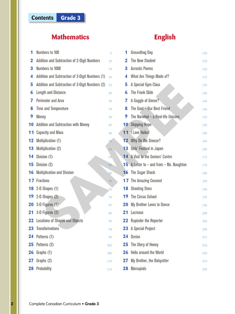 Complete Canadian Curriculum Workbook Grade 3 Sample Pages | PDF