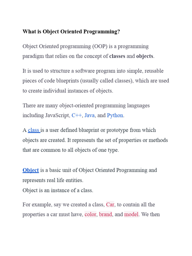Pillars of Oop | PDF