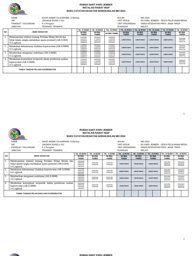 Logbook Mei 2024 | PDF