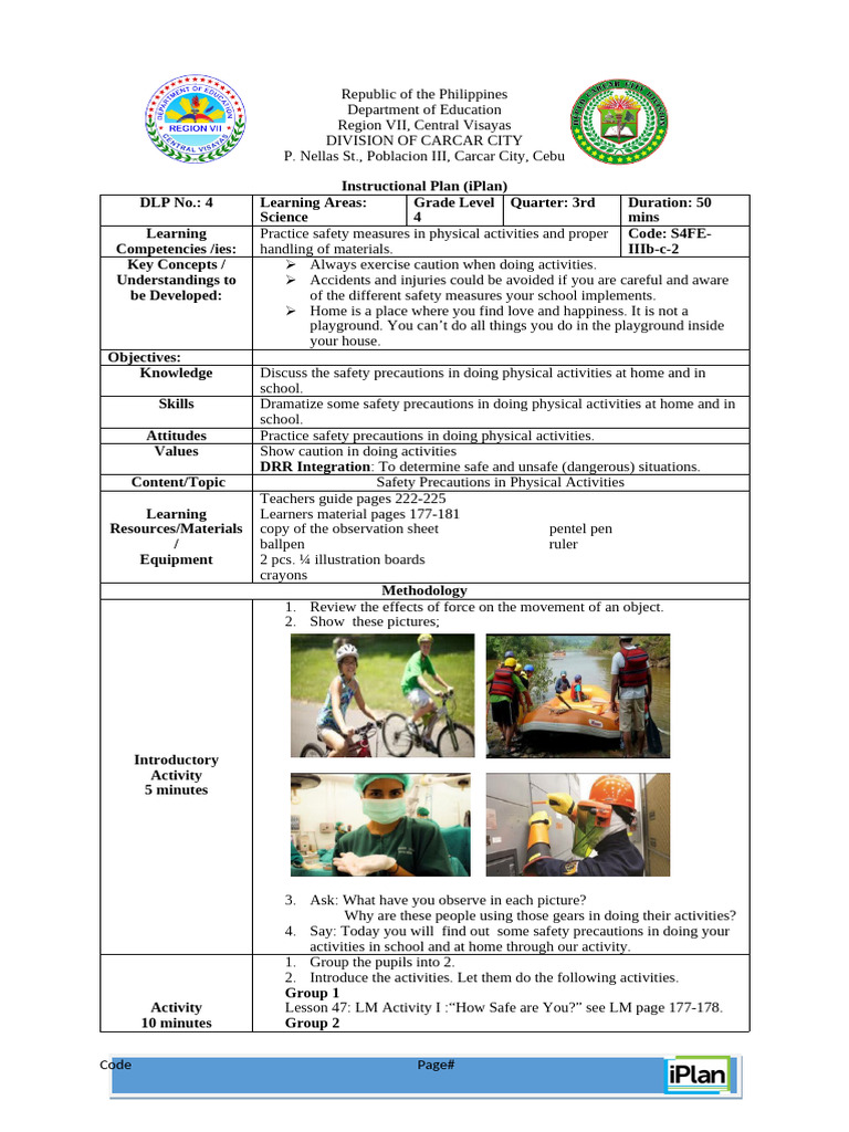 IPlan No. 4 Practice Safety Measures in Physical Activities and Proper Handling of Materials | PDF
