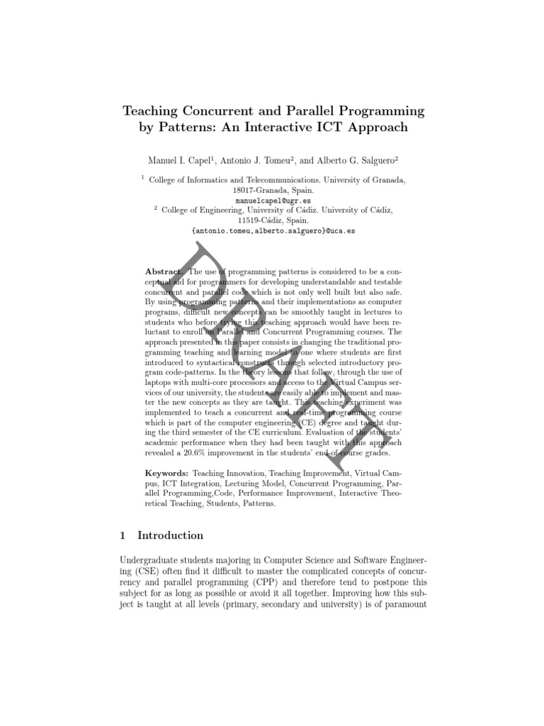 Teaching Concurrent and Parallel Programming by Patterns: An ... Teaching Concurrent and Parallel Programming by Patterns: An ...