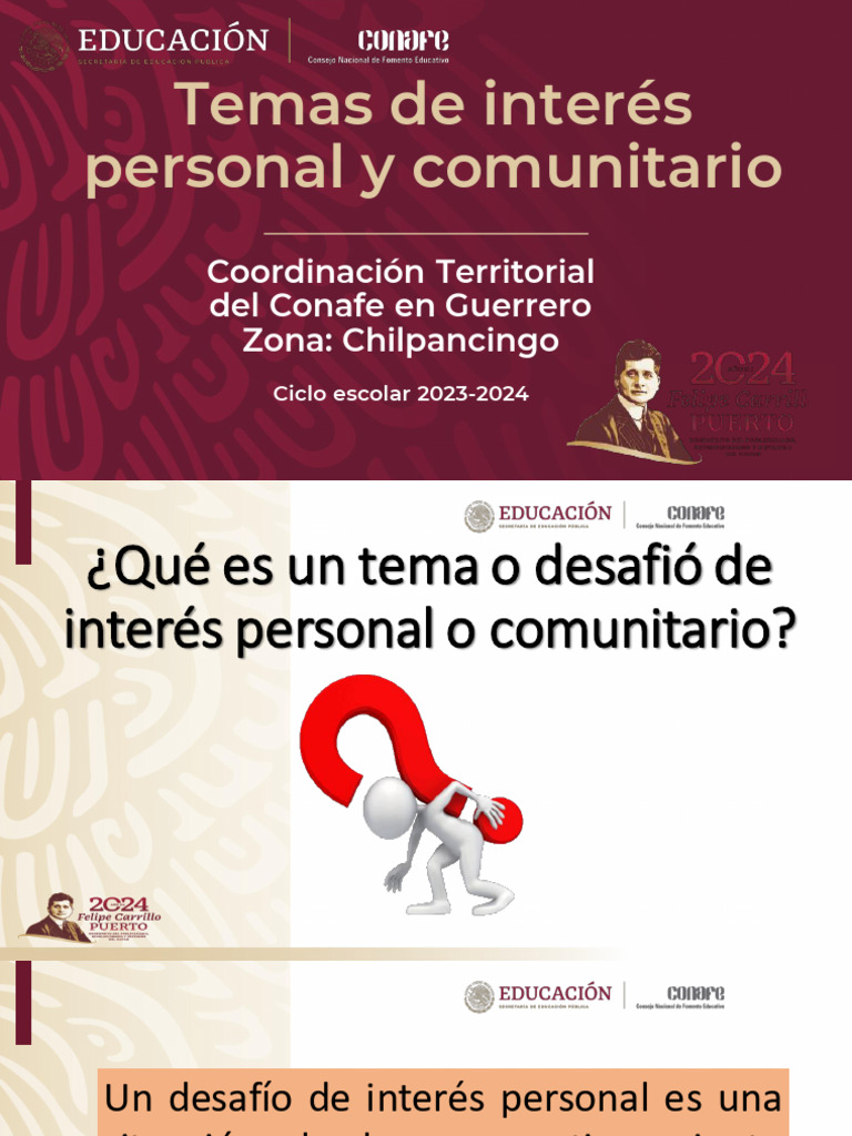 Tema de Interes Personal o Comunitario 2023-2024 | PDF
