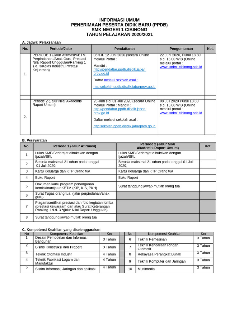 Informasi PPDB 2020 2021 | PDF
