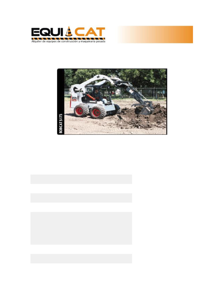 Ficha Tecnica Minicargador Bobcat S-175 Mod 2012 | PDF