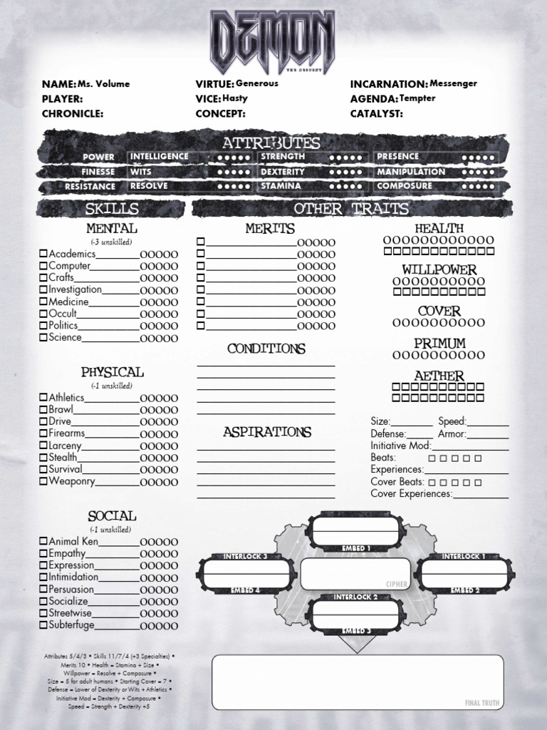Volume Demon Sheet | PDF