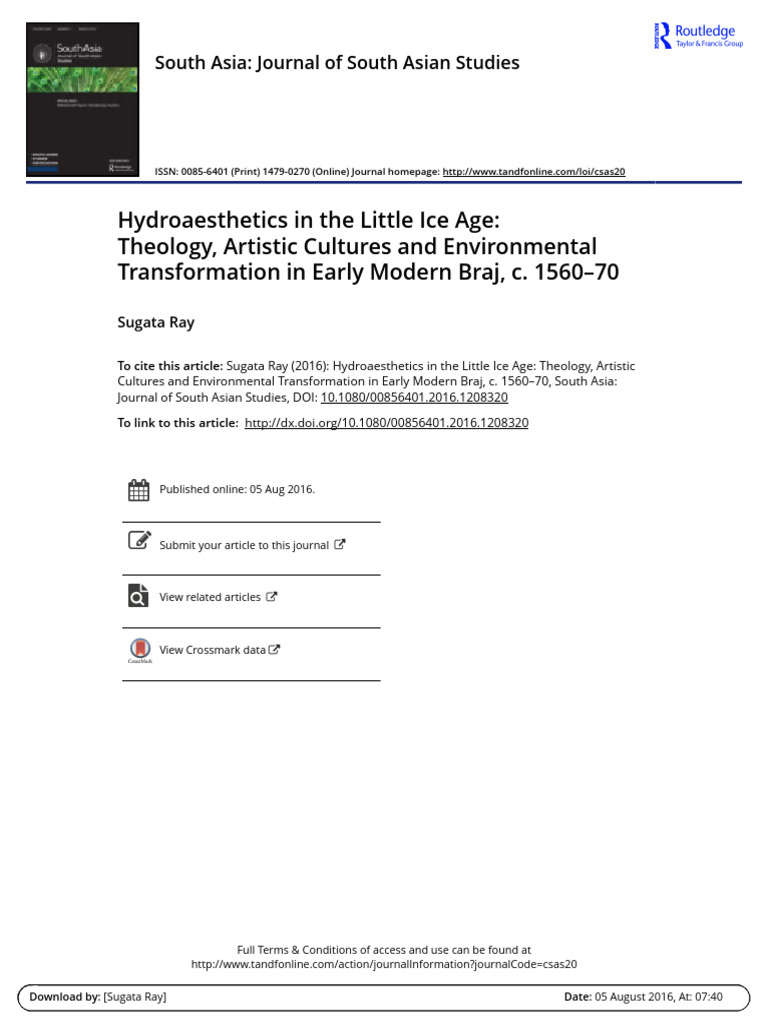 Hydroaesthetics in The Little Ice Age - Sugata Ray | PDF