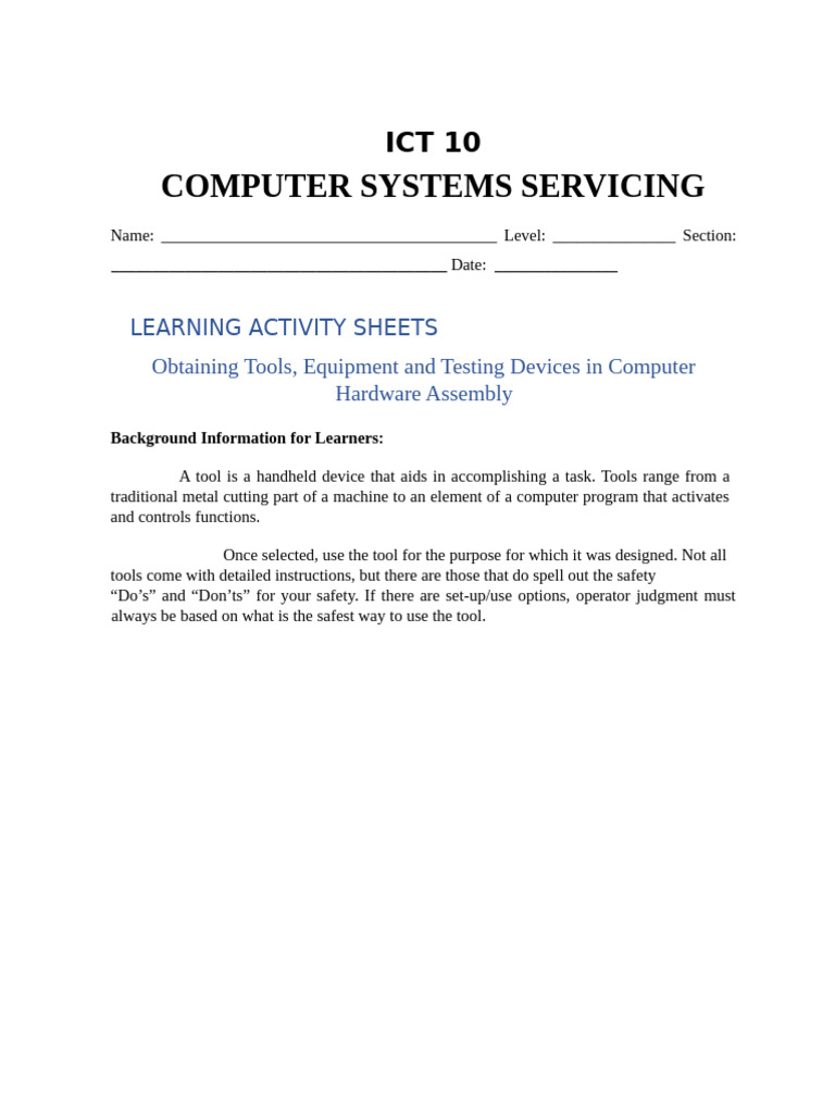 Ict 10 Activity Sheets | PDF