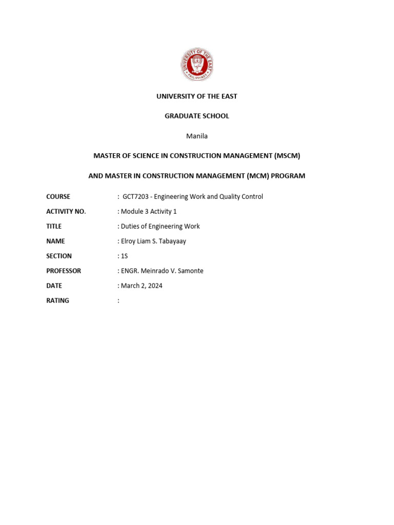 Engineering Work Duties Overview | PDF | Engineering | Architect