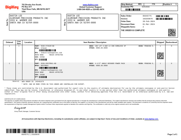 DK Packlist 103259078 | PDF