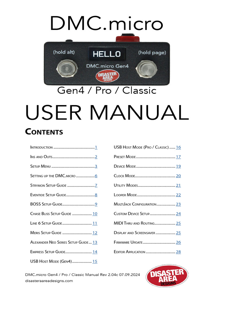 DMC Micro Gen4 Manual | PDF | Usb | Menu (Computing)